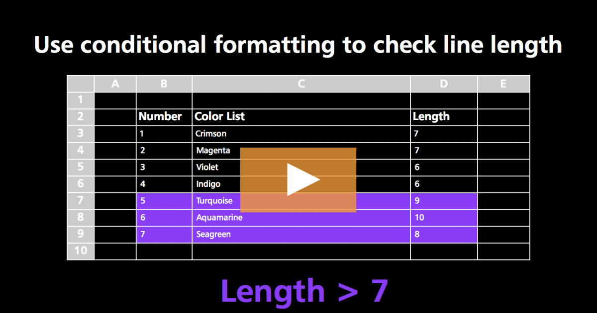 How To Check Line Length With Conditional Formatting Video Exceljet 3703